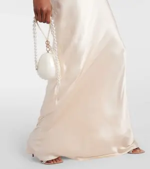 THE SEI Silk Satin Maxi Skirt - White