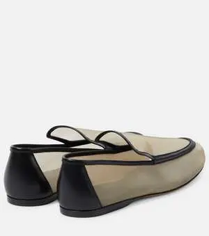 Khaite Alessia Leather-trimmed Mesh Loafers - Neutrals