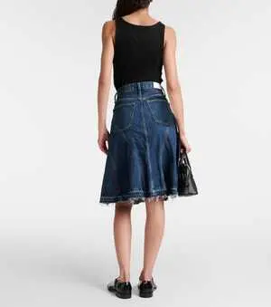 RE/DONE Pleated Denim Midi Skirt