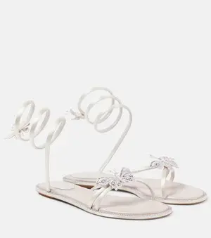 Rene Caovilla Cleo Embellished Satin Sandals - Pink