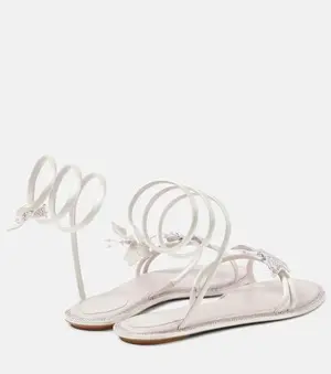 Rene Caovilla Cleo Embellished Satin Sandals - Pink