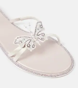 Rene Caovilla Cleo Embellished Satin Sandals - Pink