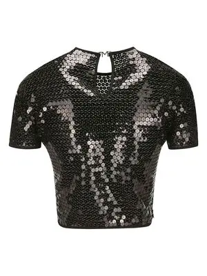MUGLER Sequinned Blouse - Black