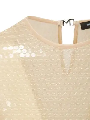 MUGLER Short-sleeved Sequined Blouse - Neutrals