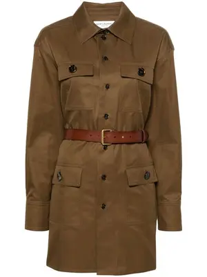 Saint Laurent Saharienne Belted Shirt - Brown