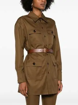 Saint Laurent Saharienne Belted Shirt - Brown