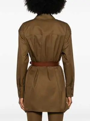 Saint Laurent Saharienne Belted Shirt - Brown