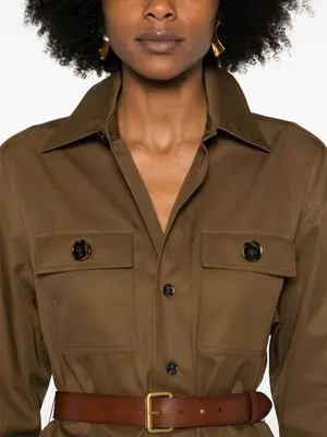 Saint Laurent Saharienne Belted Shirt - Brown