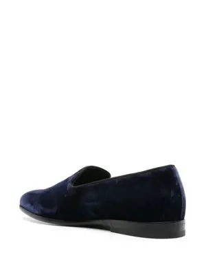 DOUCAL'S Almond-toe Velvet Loafers - Blue