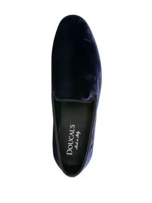DOUCAL'S Almond-toe Velvet Loafers - Blue