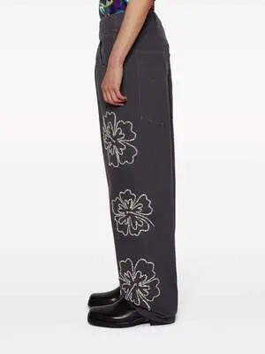 BLUEMARBLE Hibiscus Embroidered Straight Leg Jeans