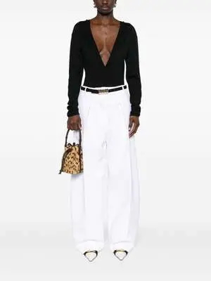 Saint Laurent V-neck Fine-knit Bodysuit - Black