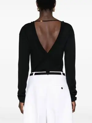 Saint Laurent V-neck Fine-knit Bodysuit - Black