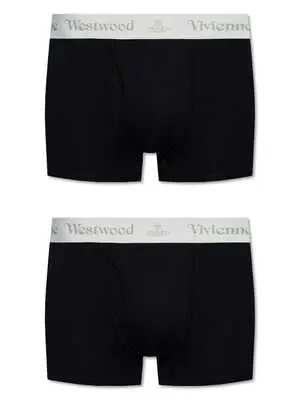 VIVIENNE WESTWOOD Logo-waistband Organic-cotton Blend Boxers - Black