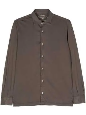 Fedeli Long-sleeve Cotton Shirt - Brown