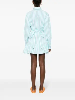 PATOU Striped Ruffled Mini Dress - Green