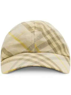 Burberry Checked Cotton Cap - Neutrals
