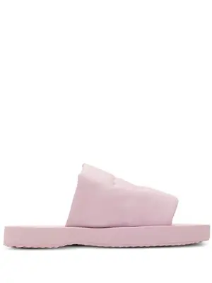 Burberry Debossed Leather Slides - Pink