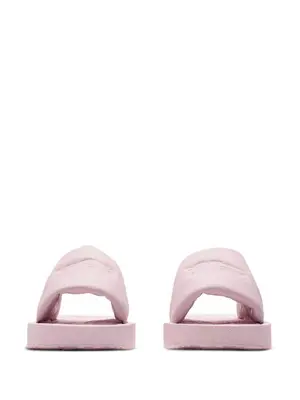 Burberry Debossed Leather Slides - Pink