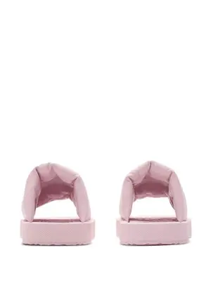 Burberry Debossed Leather Slides - Pink
