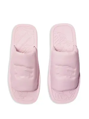 Burberry Debossed Leather Slides - Pink