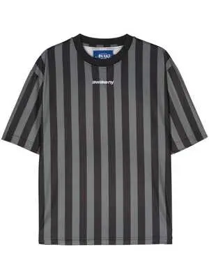 AWAKE NY Logo-embroidered Striped T-shirt - Black