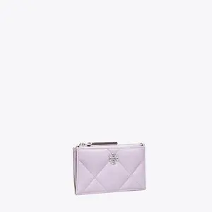 Tory Burch Tory Burch Kira Diamond Quilt Zip Card Case Purple Heather