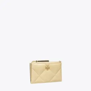 Tory Burch Tory Burch Kira Diamond Quilt Zip Card Case Vanilla Soft Serve