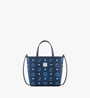 Mcm Toni Top-zip Visetos Shopper - Blue Visetos