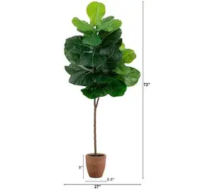 NEARLY NATURAL 6' Leaf Fiddle Leaf Fig Tree In Anter