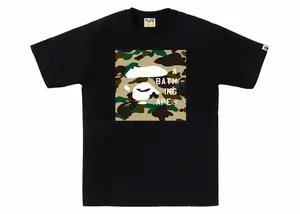 A BATHING APE 1st Camo Face Tag Logo Tee Shirt - Black