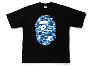 A BATHING APE Abc Camo Big Ape Head Relaxed Tee Shirt - Black/blue