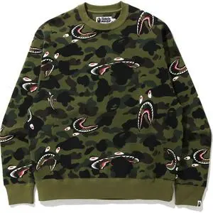A BATHING APE Camo Shark Crewneck Sweatshirt