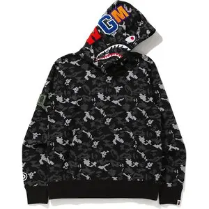 A BATHING APE Digital Camo Shark Wide Pullover Hoodie - Black