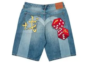 PALACE X Evisu Long Denim Shorts - Light Wash