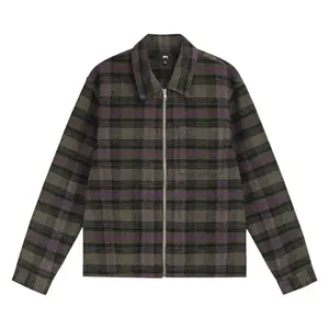 StÜssy Reed Wool Plaid Zip Shirt - Green