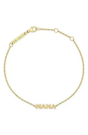 Zoe Chicco Mama Pendant Bracelet - Yellow Gold