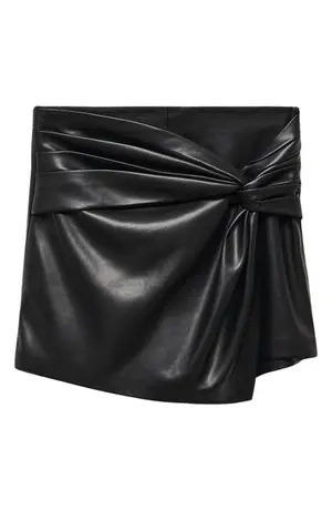 Mango Faux Leather Knot Skort