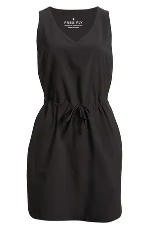 FREE FLY Breeze Drawstring Waist Dress - Black