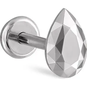 MARIA TASH Faceted Pear Single Stud Earring - White Gold