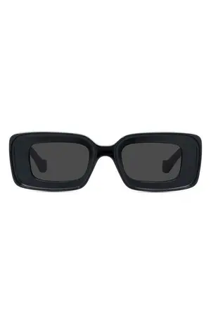 Loewe Chunky Anagram Rectangular Sunglasses - Shiny Black / Smoke