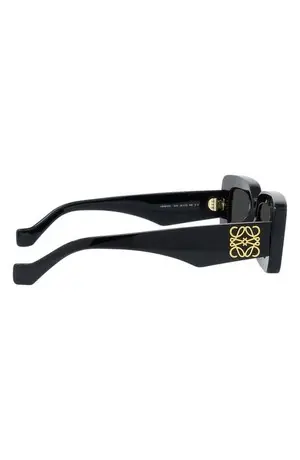 Loewe Chunky Anagram Rectangular Sunglasses - Shiny Black / Smoke
