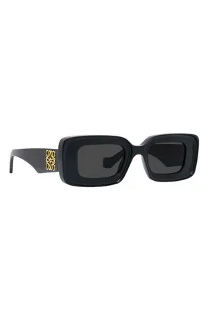 Loewe Chunky Anagram Rectangular Sunglasses - Shiny Black / Smoke