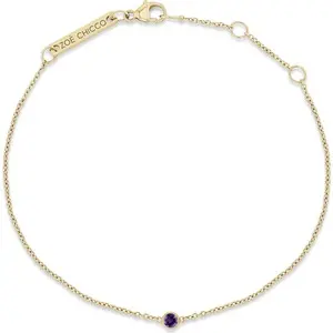 Zoe Chicco 14k Gold Gemstone Pendant Bracelet - Yellow Gold/amethyst