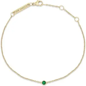 Zoe Chicco 14k Gold Gemstone Pendant Bracelet - Yellow Gold/emerald