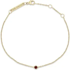 Zoe Chicco 14k Gold Gemstone Pendant Bracelet Yellow Gold/garnet