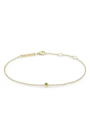 Zoe Chicco 14k Gold Gemstone Pendant Bracelet - Yellow Gold/peridot