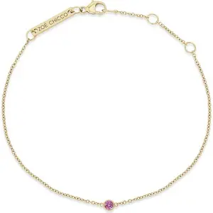 Zoe Chicco 14k Gold Gemstone Pendant Bracelet - Yellow Gold/pink Saphire