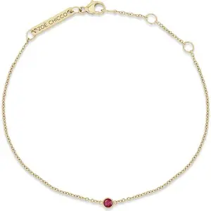 Zoe Chicco 14k Gold Gemstone Pendant Bracelet Yellow Gold/ruby