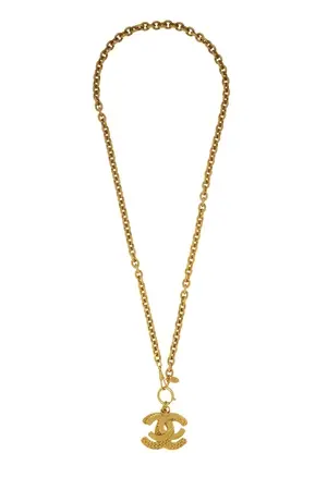 CHANEL Chanel Quilted CC Logo Pendant Necklace